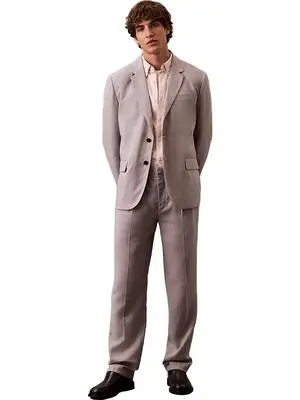 Calvin Klein Linen Blend Pleated Trousers - Formal Gray