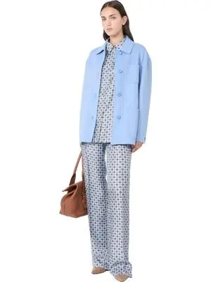 Max Mara Wool, Cashmere And Silk Broadcloth Jacket - Light Blue