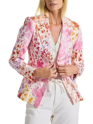 Derek Lam 10 Crosby Irina Floral Print Linen Blend Blazer - Rose Multi