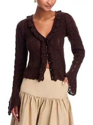 Farm Rio V-neck Cardigan Sweater - Brown