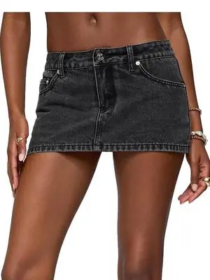 EDIKTED Camelia Denim Mini Skort - Black