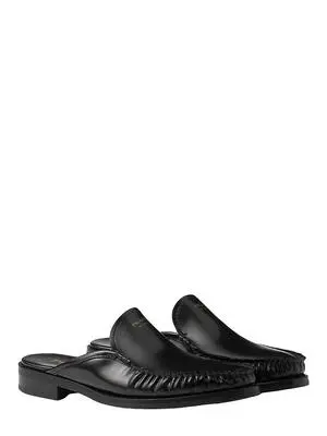Prada Brushed Leather Mules - Black