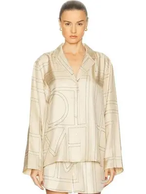 TOTÊME Monogram Silk PJ Top Ivory Monogram