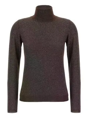 Brunello Cucinelli Roll-neck Sweater With Lurex Detail - Brown