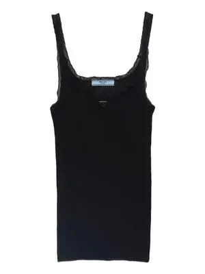 Prada Ribbed Cotton Top Black