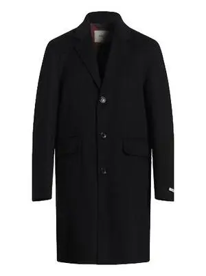 PALTO' Single-breasted Coat In Wool And Nylon - Blue