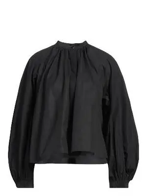 JIL SANDER Woven Shirt With Mandarin Collar - Black