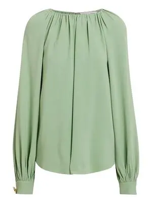 Oscar De La Renta Silk-blend Crepe Blouse - Sage Green