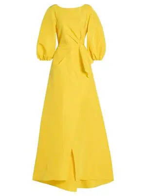 Carolina Herrera Wrap-Effect Silk-Faille Gown Yellow