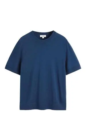 Cos Slim-fit Merino Wool Knitted T-shirt - Dark Blue