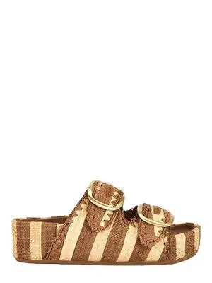 LOEFFLER RANDALL Theo Sandal - Brown & Natural Striped Straw