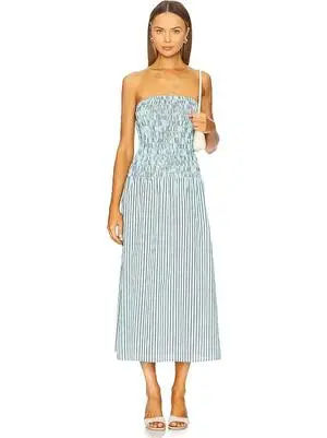 Lna Kapaia Strapless Dress - Teal Navy Stripe