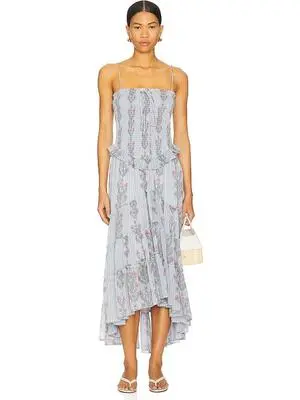 Free People Alejandra Midi Dress - Soft Blue Combo
