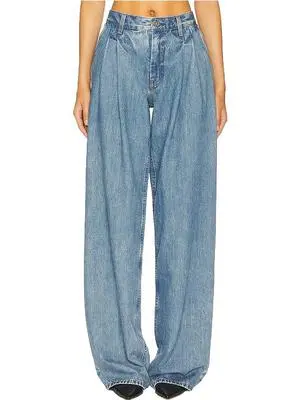 Helmut Lang Double Pleated Wide Leg Jeans - Archive Blue