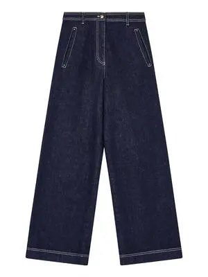 Giorgio Armani Denim Collection Wide-leg Stretch Denim Trousers - Blue
