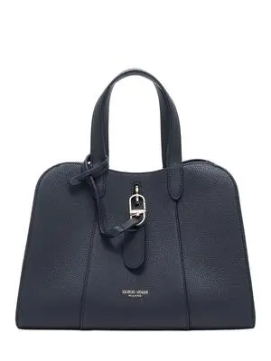 Giorgio Armani Small Pebbled Leather Tote Bag - Black