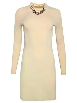 Rabanne Long-sleeve Mini Dress With Chain Detail - Neutrals