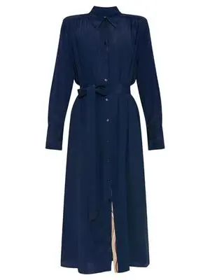 Paul Smith Silk Belted Shirt Dress - Blue