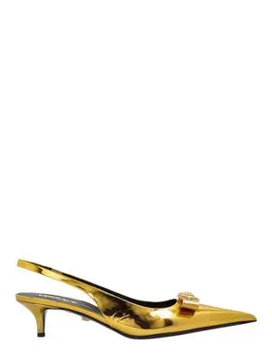 Versace Metallic Slingback Pumps - Gold