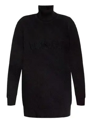 Versace Textured High-neck Jumper - Black