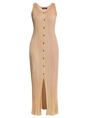 Versace Ribbed Midi Dress - Neutrals