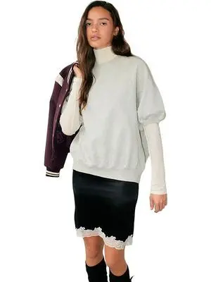 Free People Terry Puff Sleeve Sweatshirt - Heather Grey