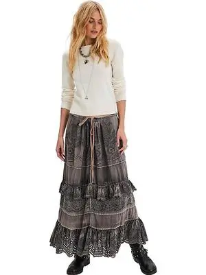 MAGNOLIA PEARL Eyelet Pissarro Maxi Skirt - Washed Brown