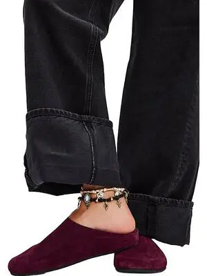 Jeffrey Campbell At The Door Suede Mules Dark Wine Suede