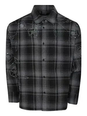 NAHMIAS Rhinestone-embellished Plaid Shirt - Black