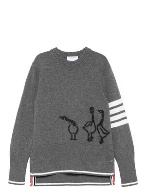 Thom Browne Geese-intarsia Crewneck Sweater - Grey