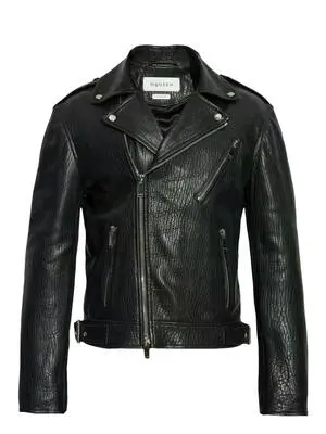 ALEXANDER MCQUEEN Textured Leather Biker Jacket