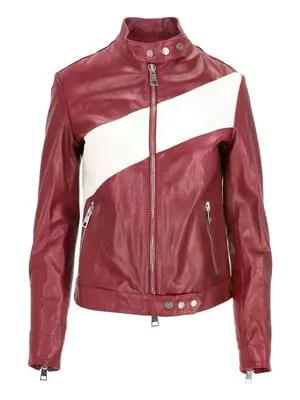 LA ROSE Zip-up Leather Jacket - Red