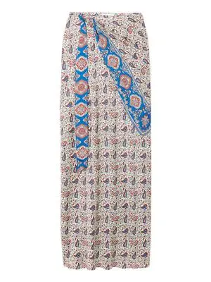 Rabanne Chain-detailed Paisley-print Crepe Maxi Skirt - Cream