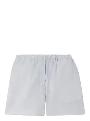 Proenza Schouler White Label Jana Striped Cotton And Linen-blend Shorts - Blue