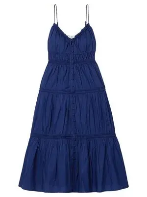 Sea Camden Tiered Gathered Midi Dress - Blue