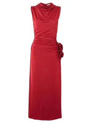 Magda Butrym Appliquéd Draped Stretch-jersey Midi Dress - Red