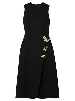 Oscar De La Renta Embellished Wool-blend Midi Dress - Black