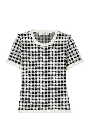Sea Saige Ruffled Gingham Jacquard-knit Top - Black