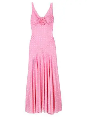 RODARTE Embellished Polka-dot Silk-satin Twill Gown - Pink