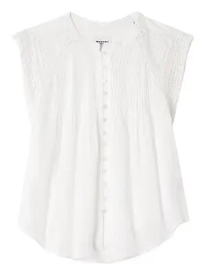 MARANT ETOILE Gresia Crochet-trimmed Pintucked Cotton-voile Top - White