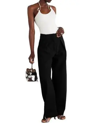 Jacquemus The Ovalo Pleated Crepe Pants - Black