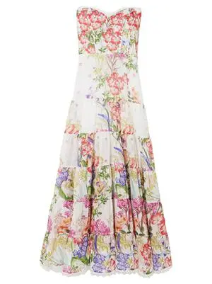 Charo Ruiz Ibiza Strapless Floral-print Maxi Dress - White