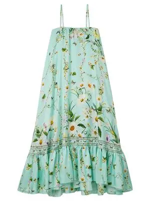 Camilla Floral-print Silk-twill Maxi Dress - Blue
