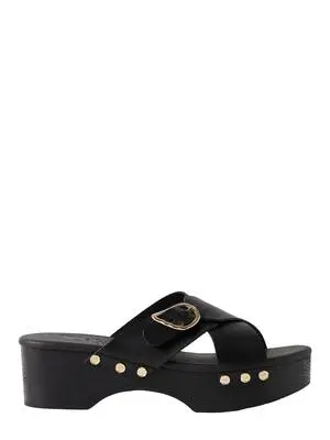 ANCIENT GREEK SANDALS Marilisa Sabot Buckled Platform Sandals - Black