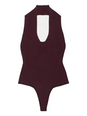 Khaite Toto Stretch-knit Halterneck Bodysuit - Burgundy