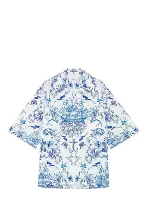 Alexander McQueen Floral-print Short-sleeve Shirt - Blue