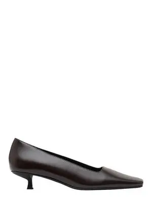 ST AGNI Square Toe Kitten Heel Pumps - Coffee