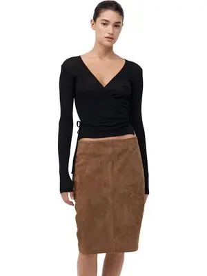 ST. AGNI Baby Wool Wrap Top - Black