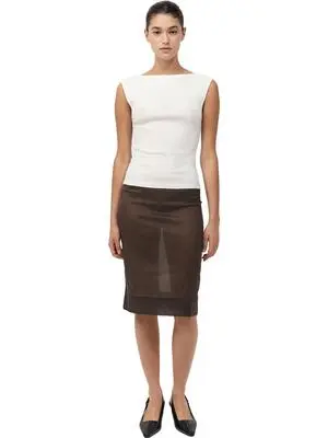 ST AGNI Sheer Knee-Length Skirt