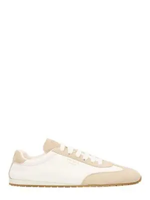 Prada Suede And Leather Low-top Sneakers - Bianco